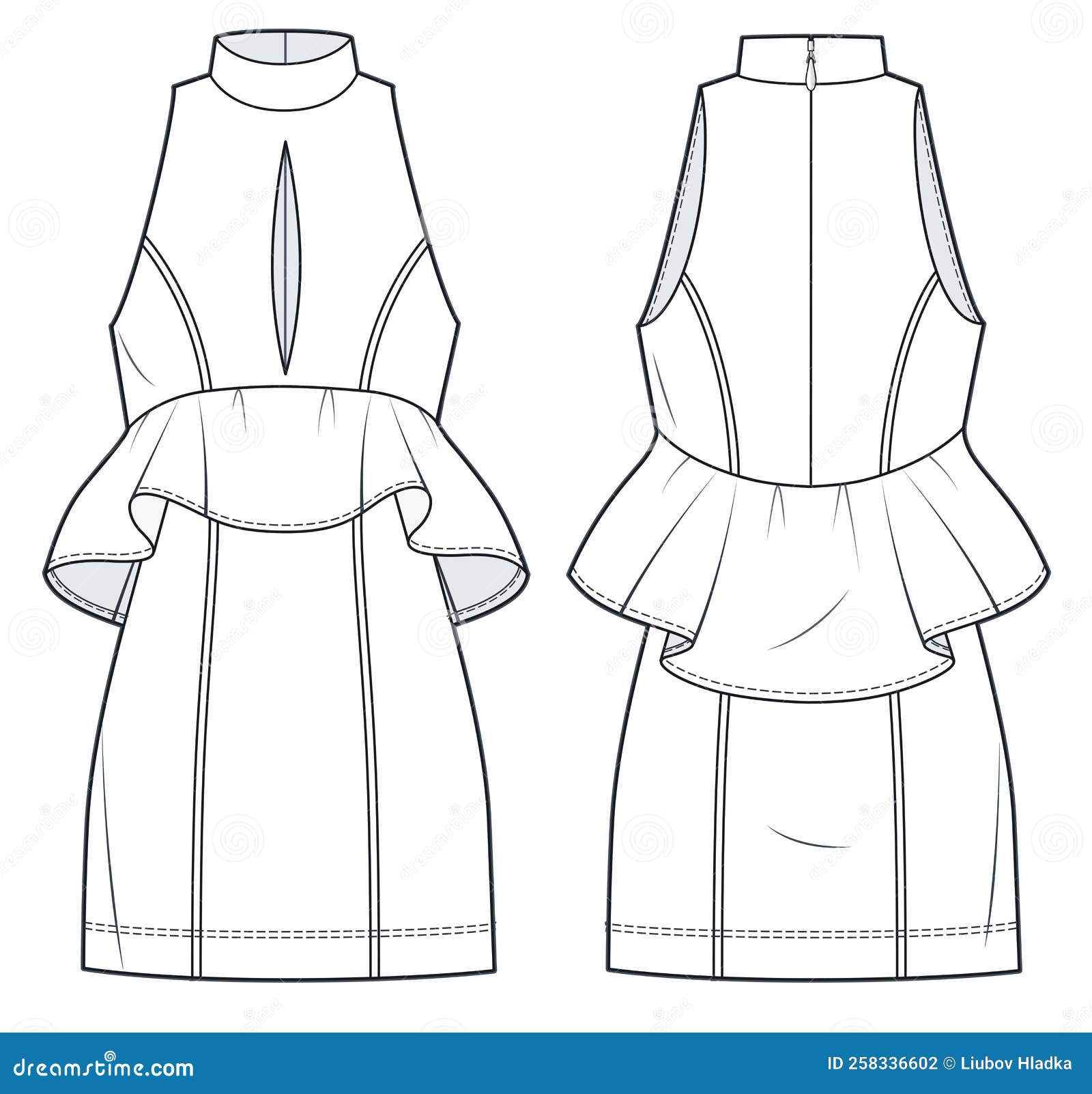Mini Dress Technical Fashion Illustration Stock Vector Illustration