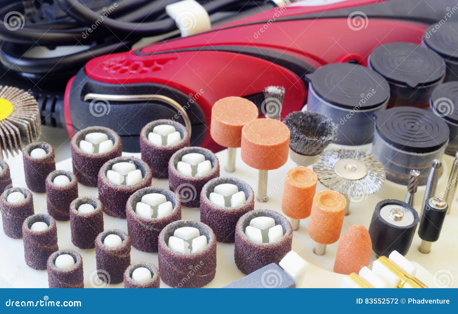Mini Drill Machine with Set of Different Accessories Stock Photo ...