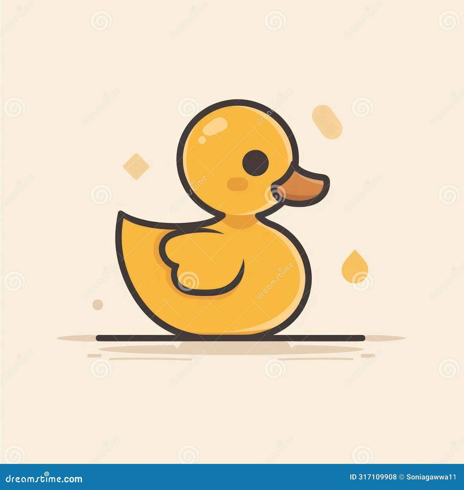Mini Duck Cartoon Flat Illustration Minimal Line Art Stock Illustration ...
