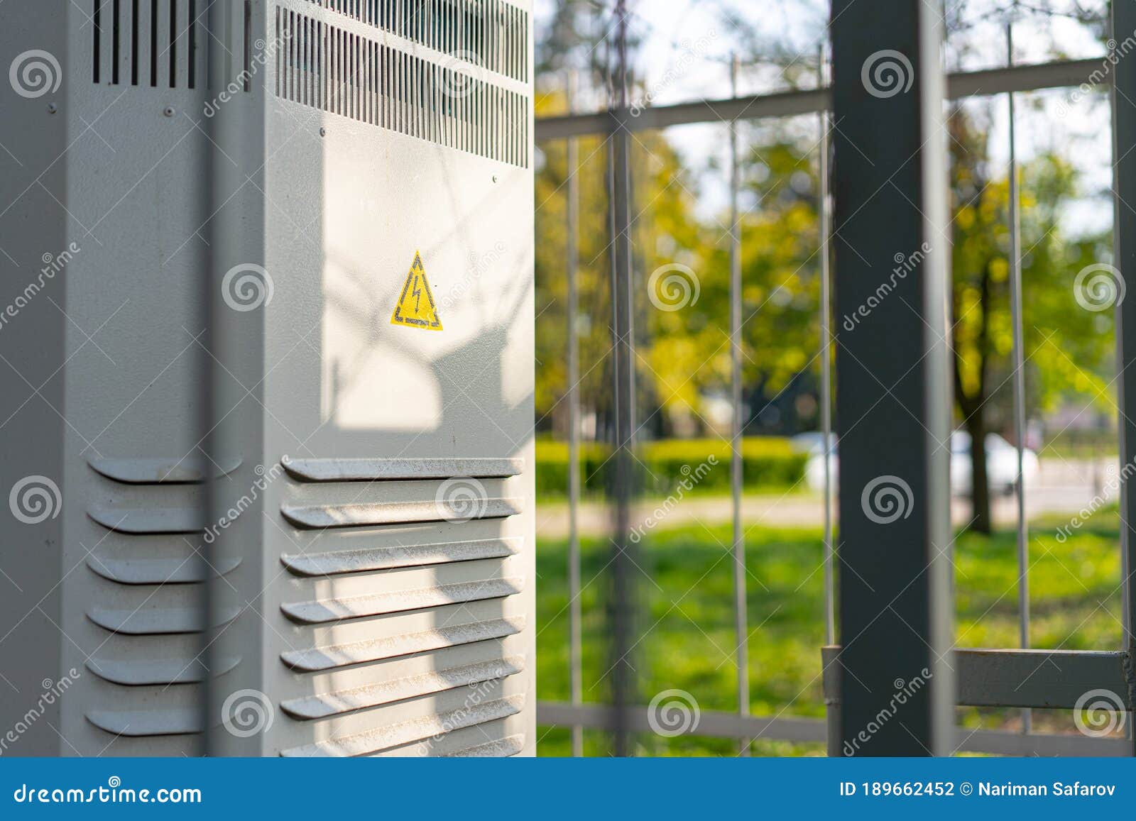 Mini Electrical Substation with a Warning Sign Stock Photo - Image of ...
