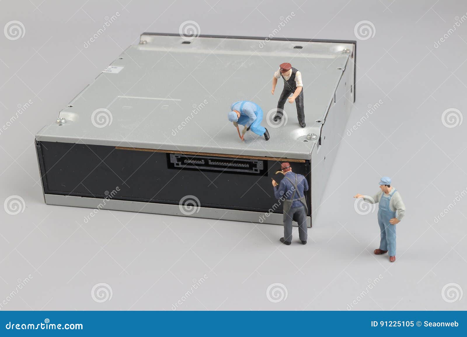 Mini Engineer and Worker Meeting and CD Rom Stock Image - Image of ...