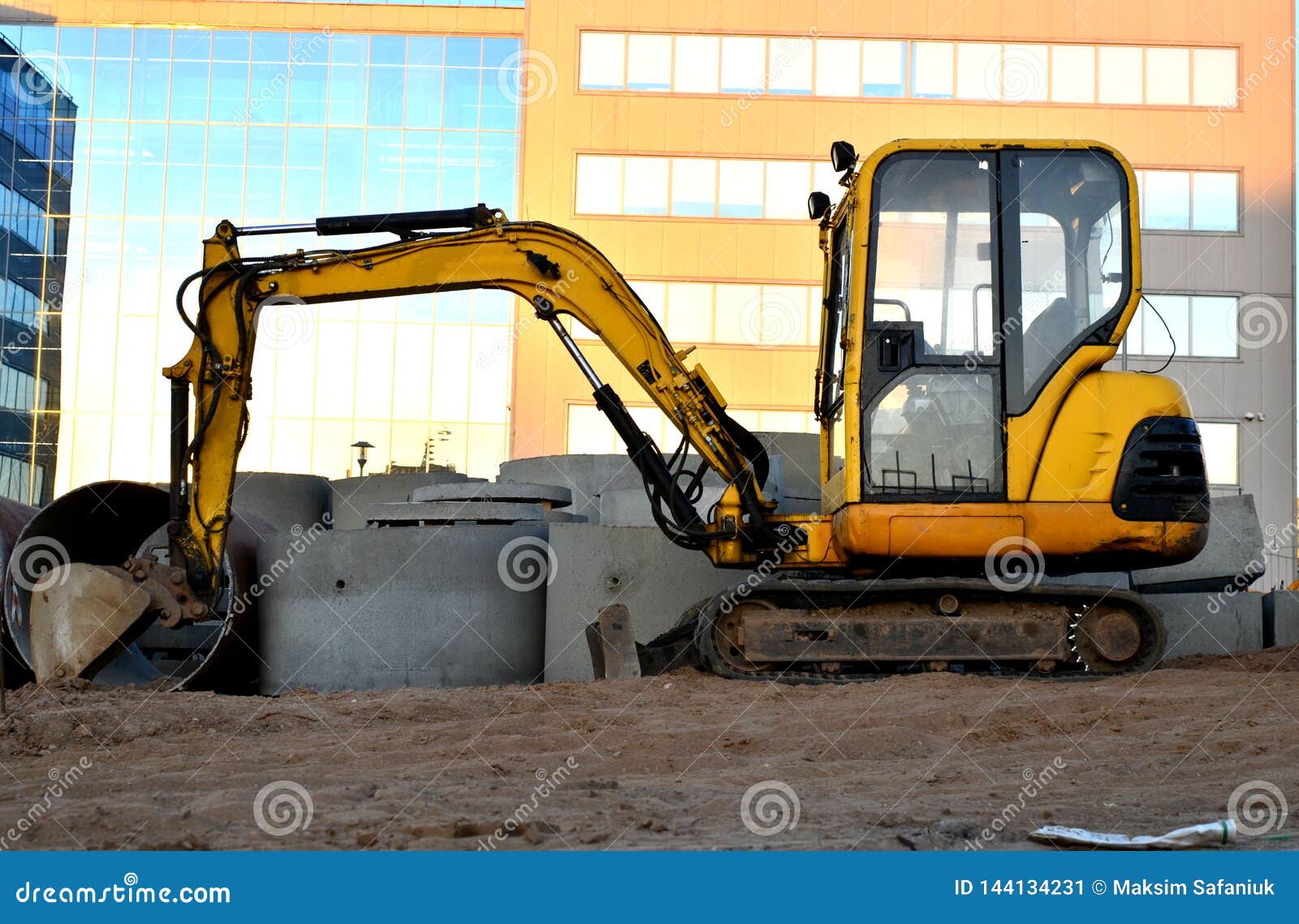 Mini Excavator on a Construction Site Stock Image - Image of earthmover ...