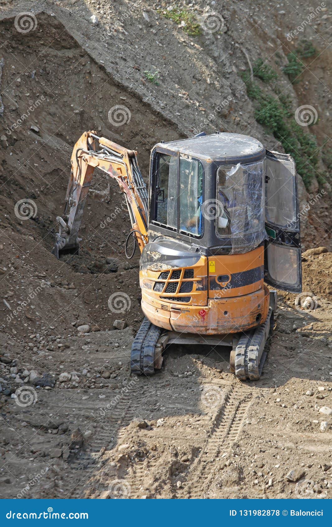Mini digger excavator stock photo. Image of industrial - 131982878