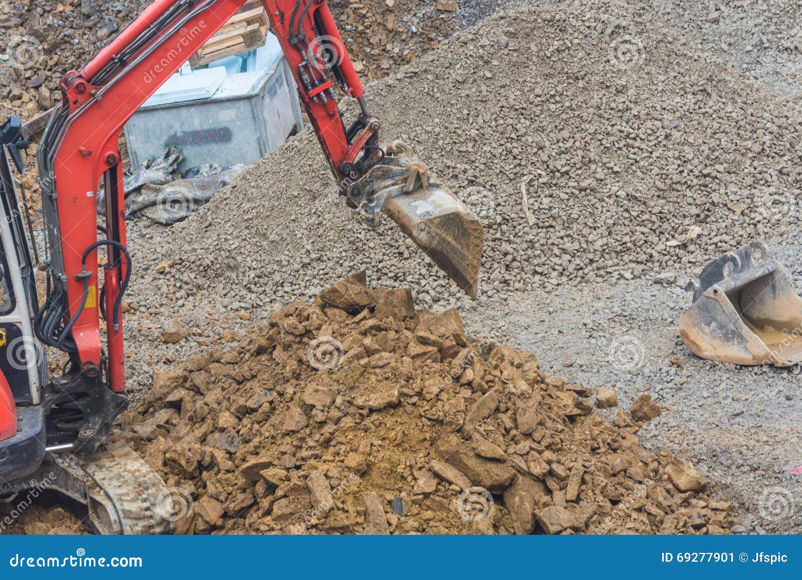 Mini Excavator with Excavation Work Stock Image - Image of construction ...