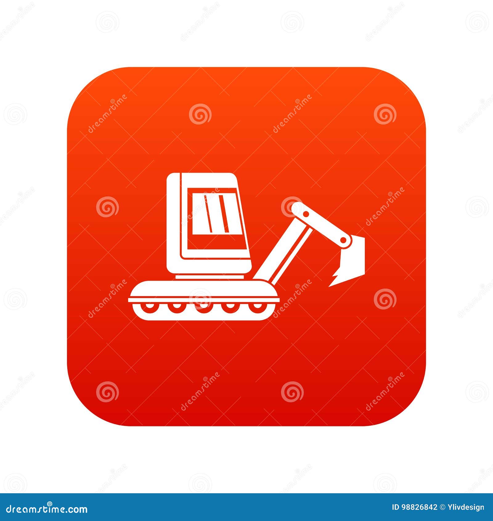Mini Excavator Icon Digital Red Stock Vector - Illustration of ...