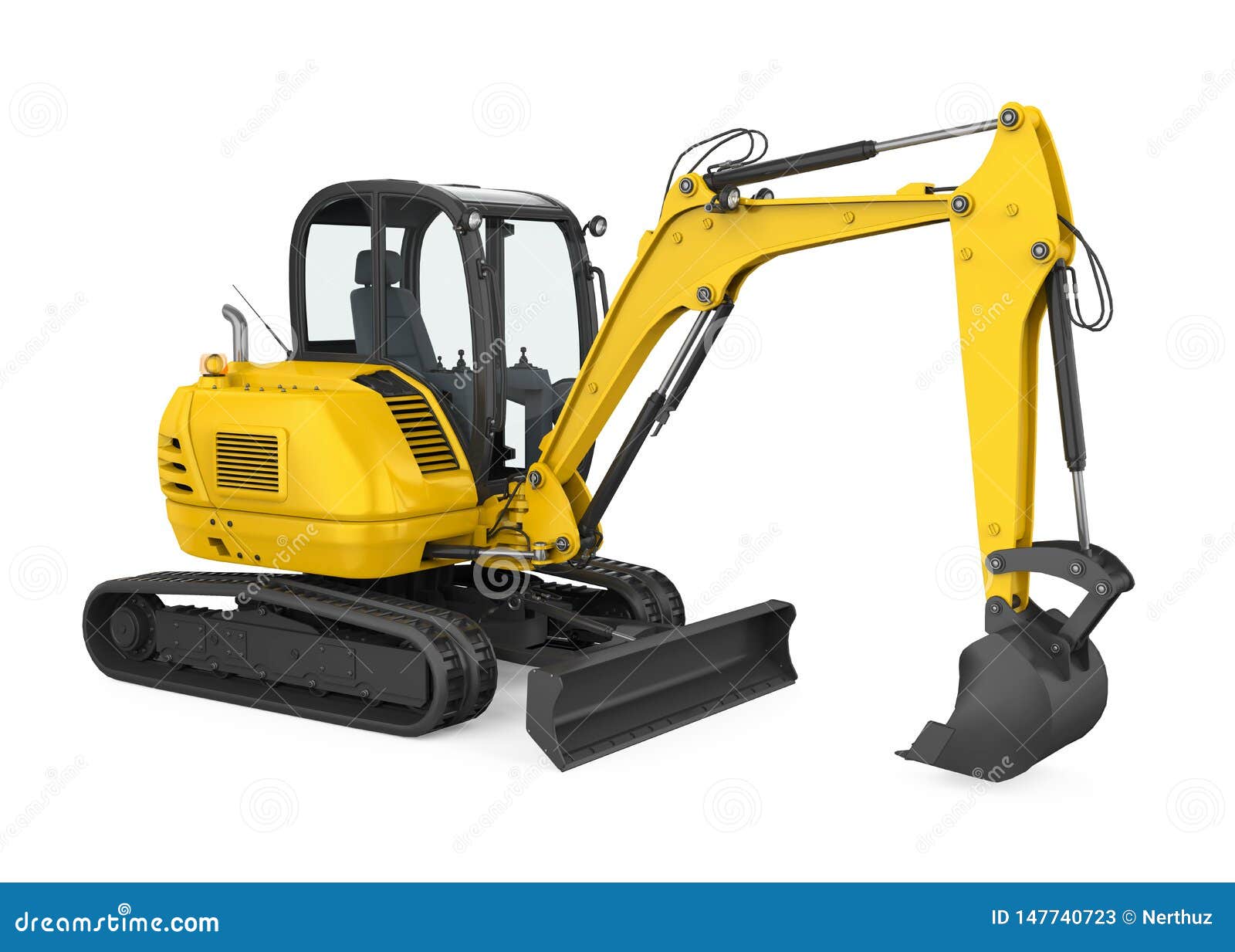 Mini Excavator Isolated stock illustration. Illustration of power ...