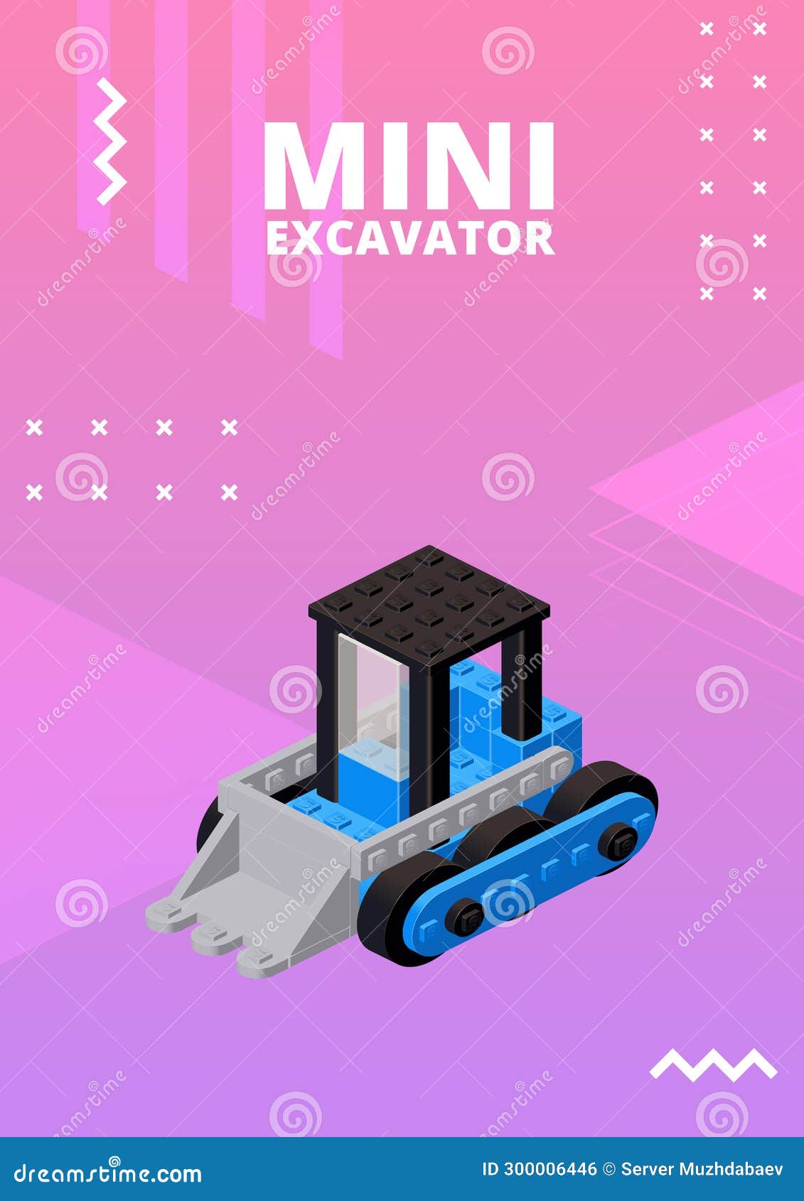Mini Excavator Poster for Print and Design. Vector Illustration. Stock ...