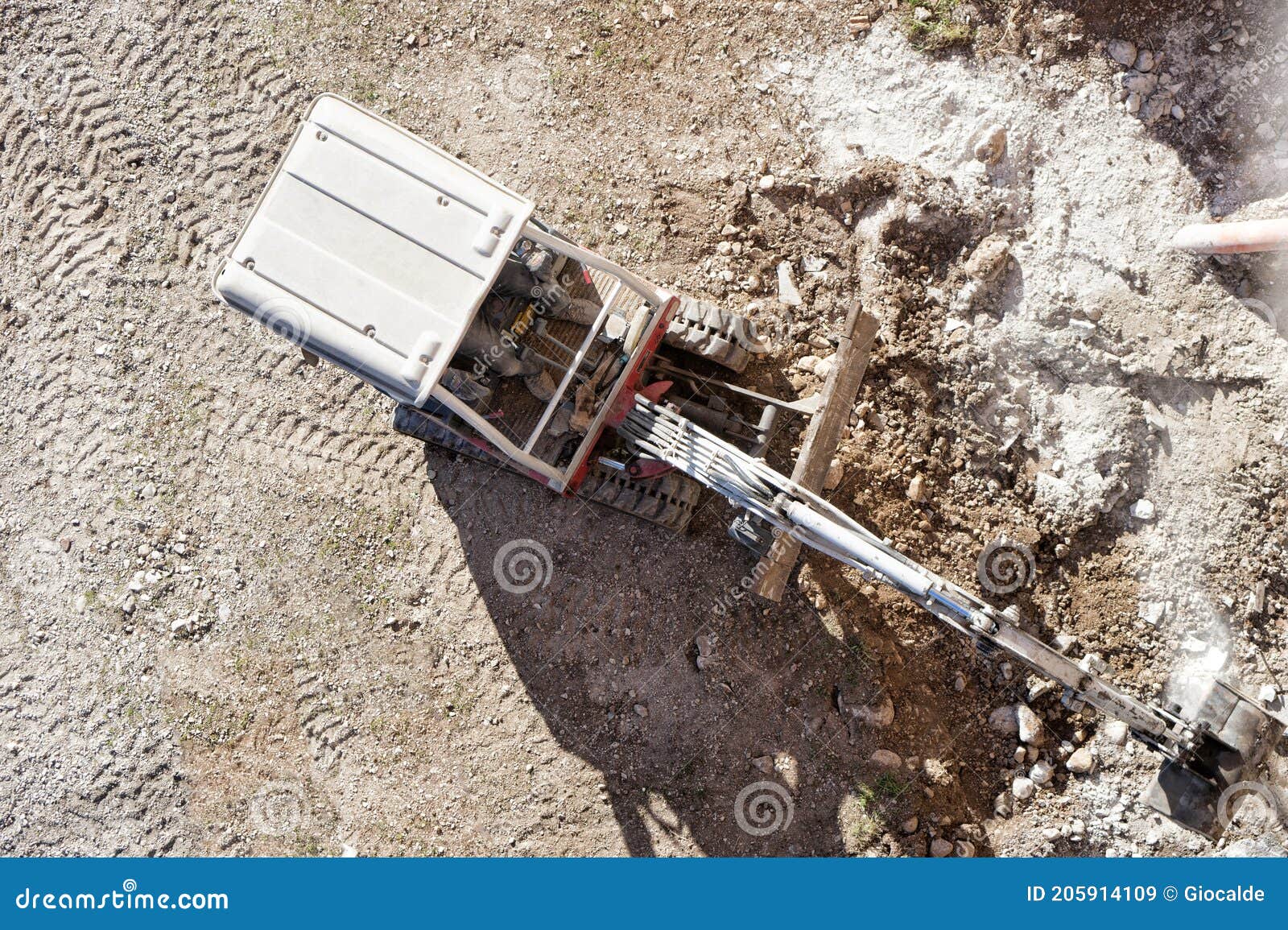 Mini Excavator Seen from Above Stock Image - Image of tracks, working ...