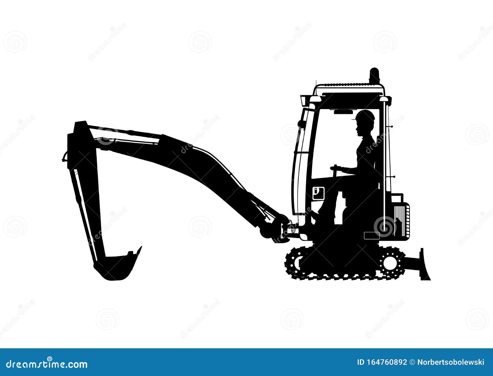 Mini Excavator with an Operator. Stock Vector - Illustration of vehicle ...