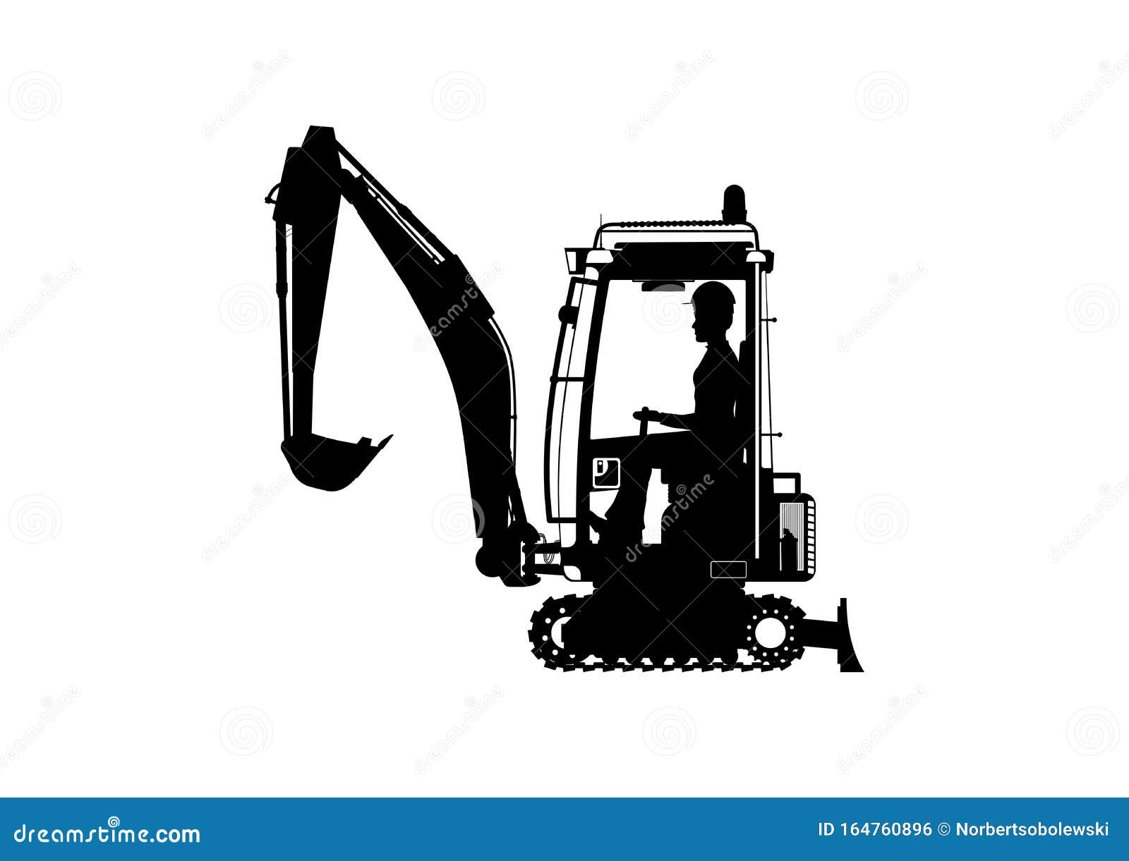 Mini Excavator with an Operator. Stock Vector - Illustration of ...
