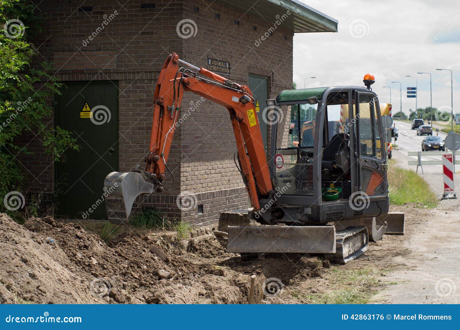 Mini excavator stock photo. Image of trench, earth, hole - 42863176