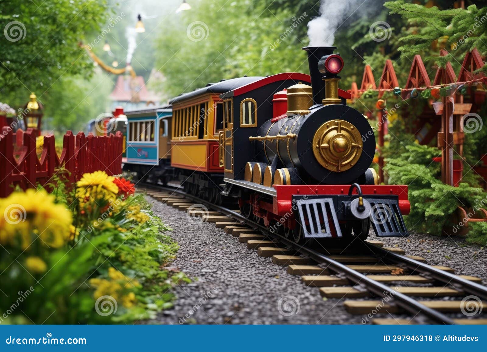 A Mini Express Train in an Amusement Park Stock Photo - Image of ...