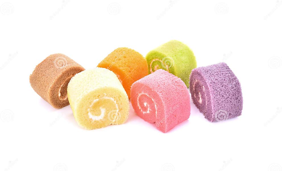 Mini Fancy Jam Roll Set on White Background Stock Image - Image of ...
