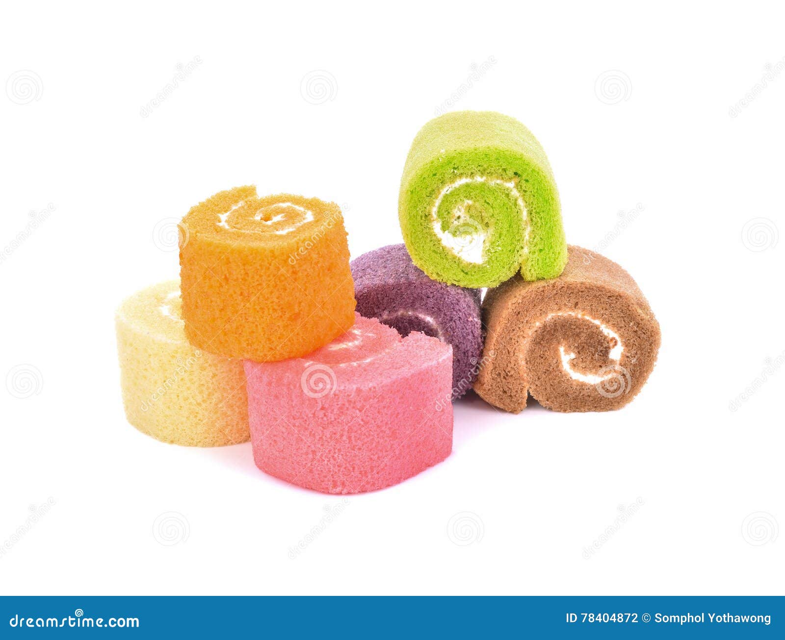 Mini Fancy Jam Roll Set on White Background Stock Photo - Image of ...