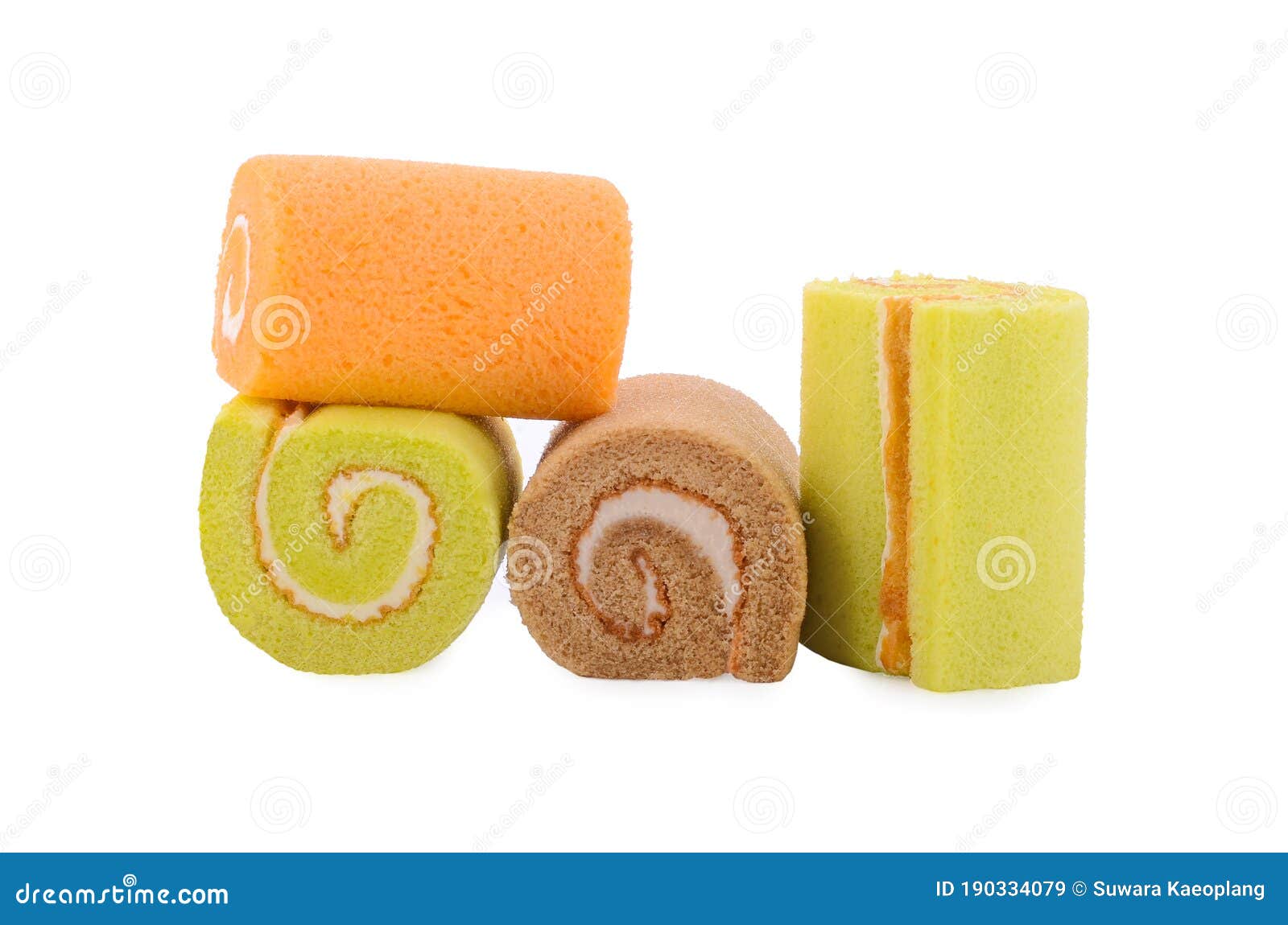 Mini Fancy Jam Roll on White Background Stock Image - Image of pastry ...