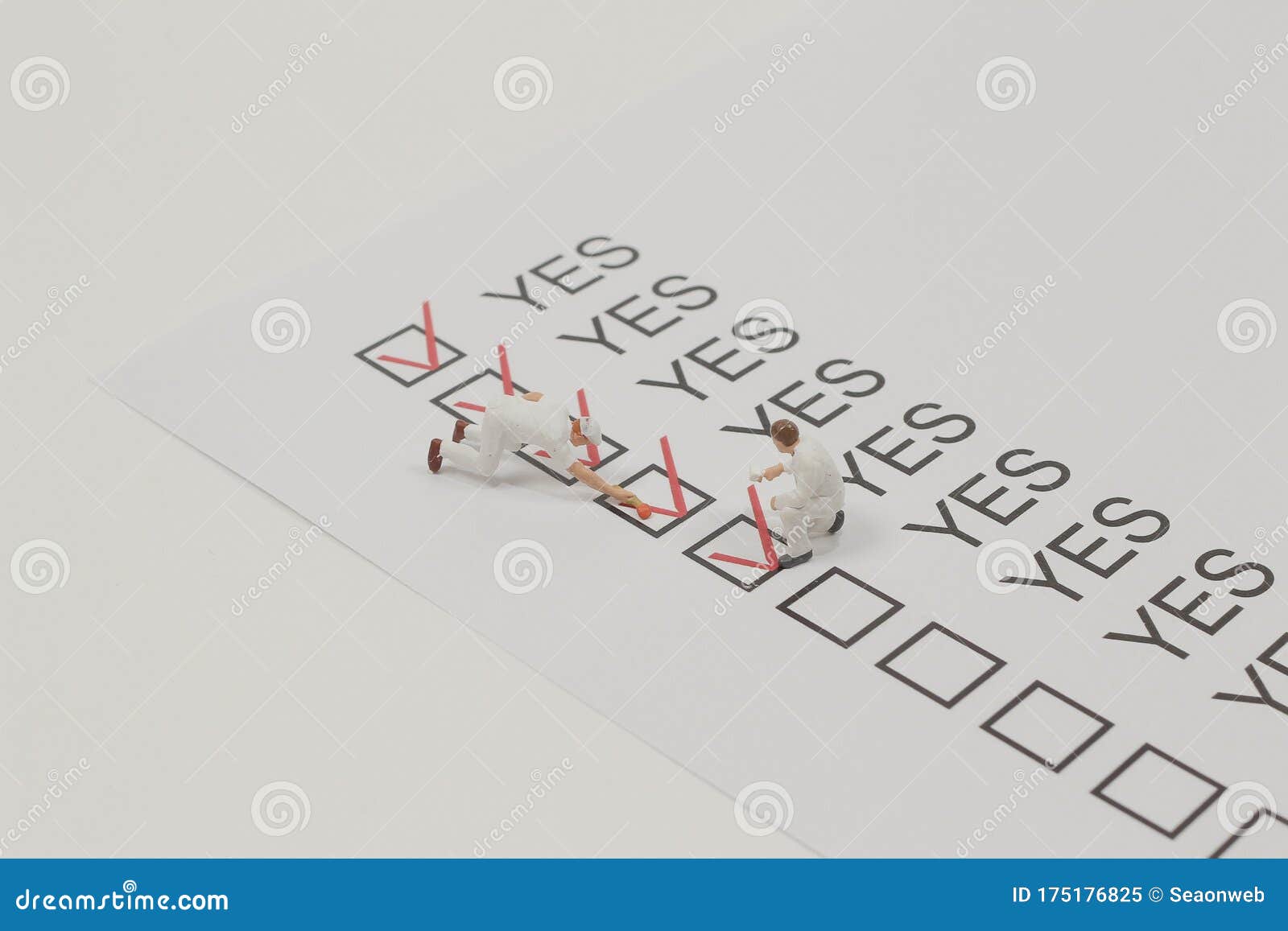 A Mini Figure Answer the Yes and No Form Stock Image - Image of ...