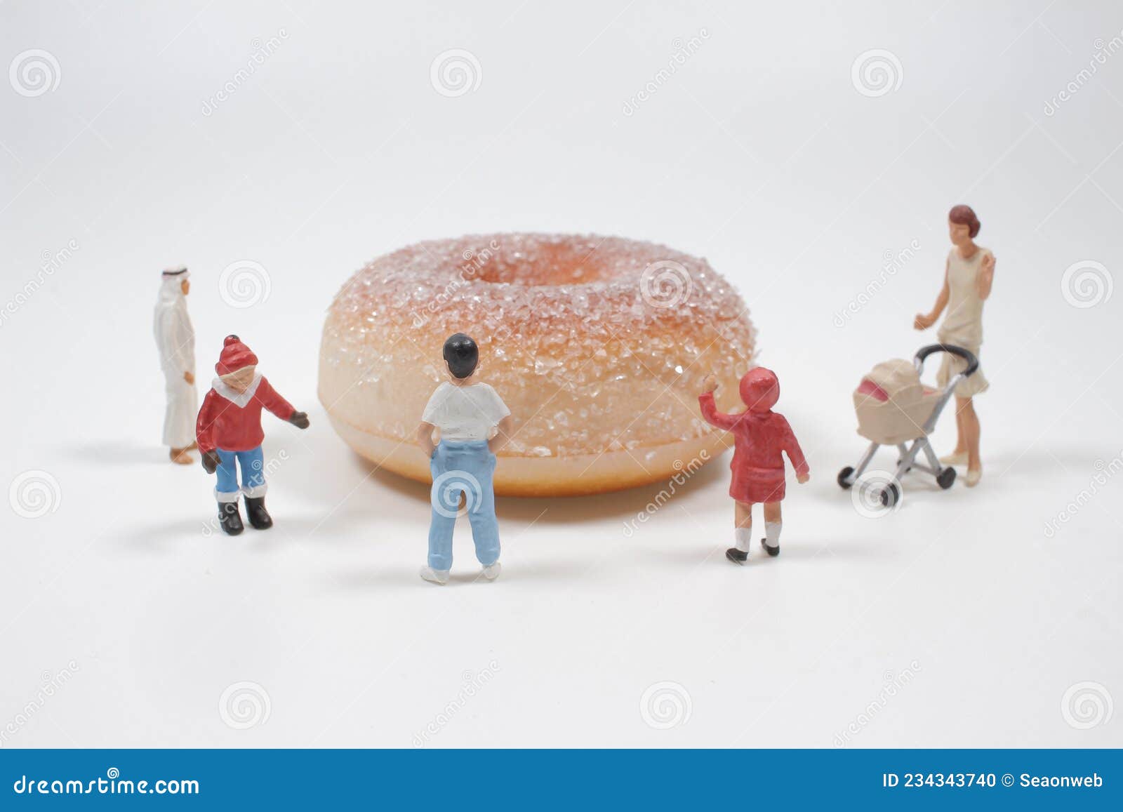 A Mini of Figure with the Big Donut Party Stock Photo - Image of ...