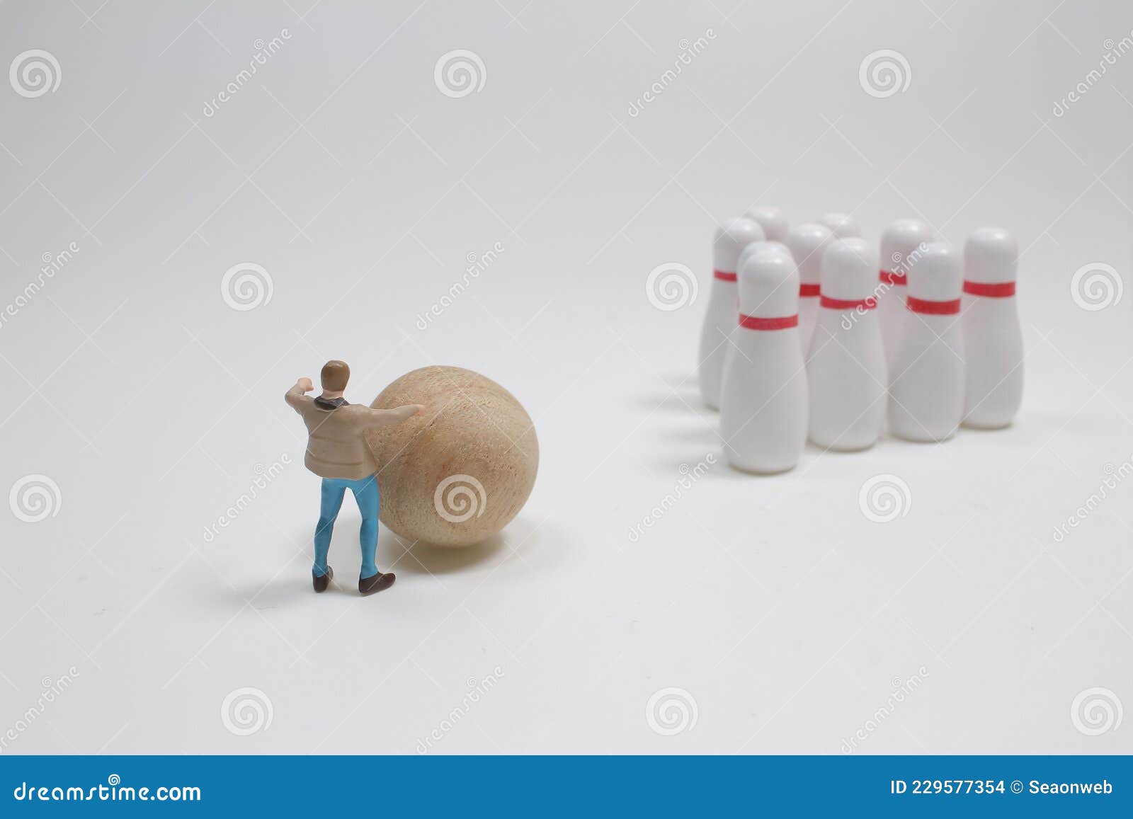 A Mini of Figure with the Bowling Game Stock Photo - Image of path ...