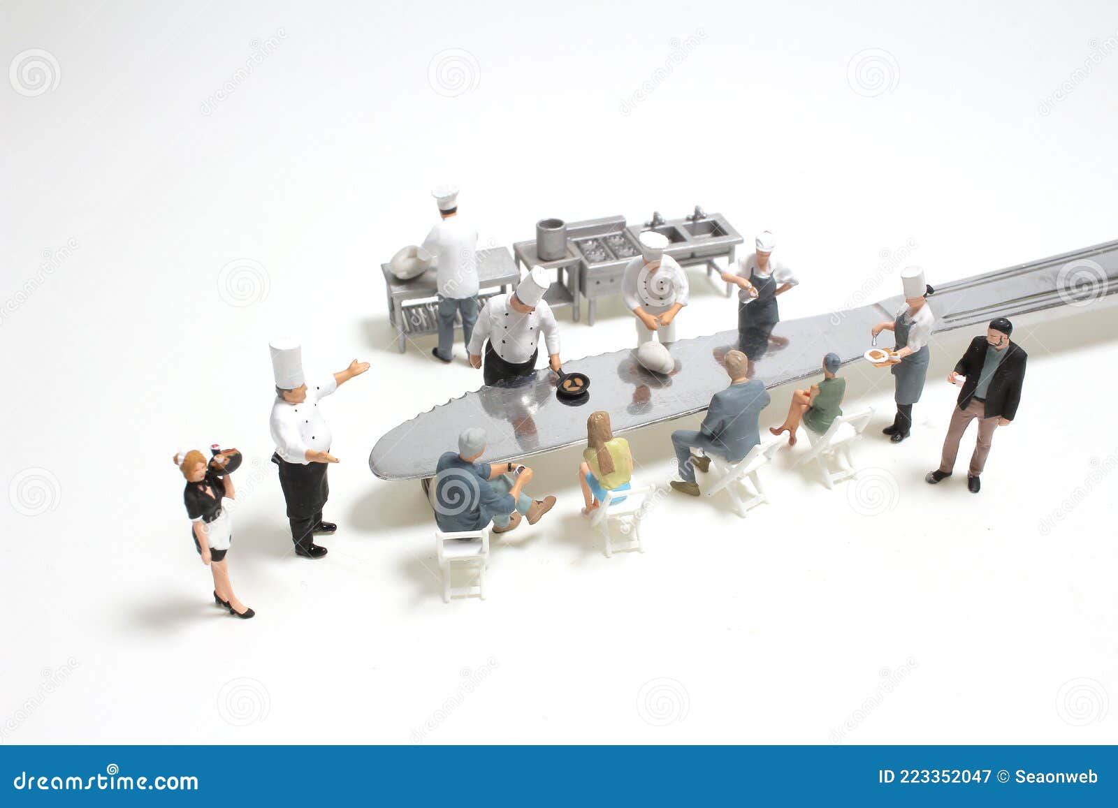 A Mini Figure Chef Cooking Teppanyaki on Kinfe Stock Image - Image of ...