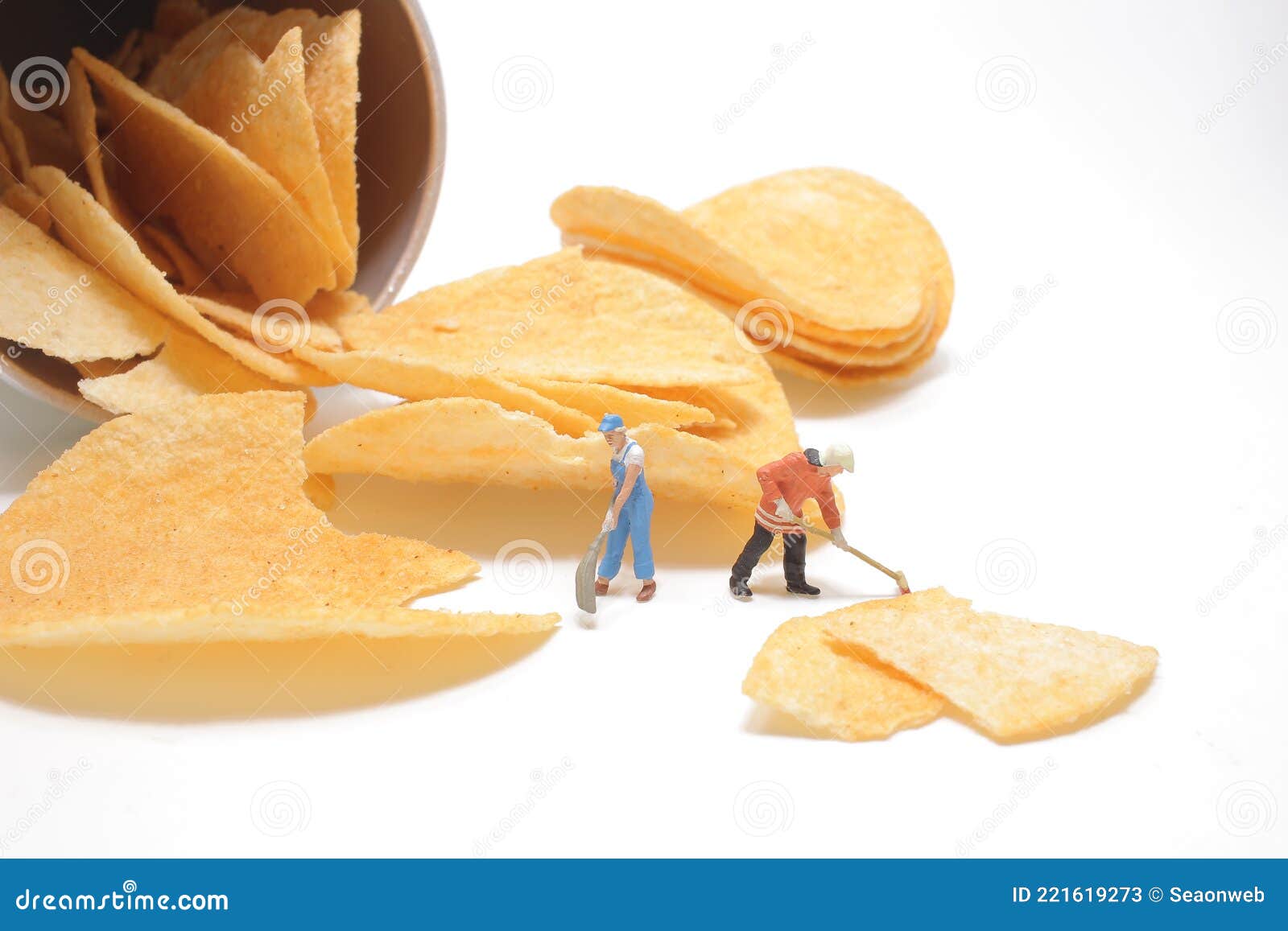Mini of the Figure Cleaning Spill of Cheese Potato Chips Stock Image ...