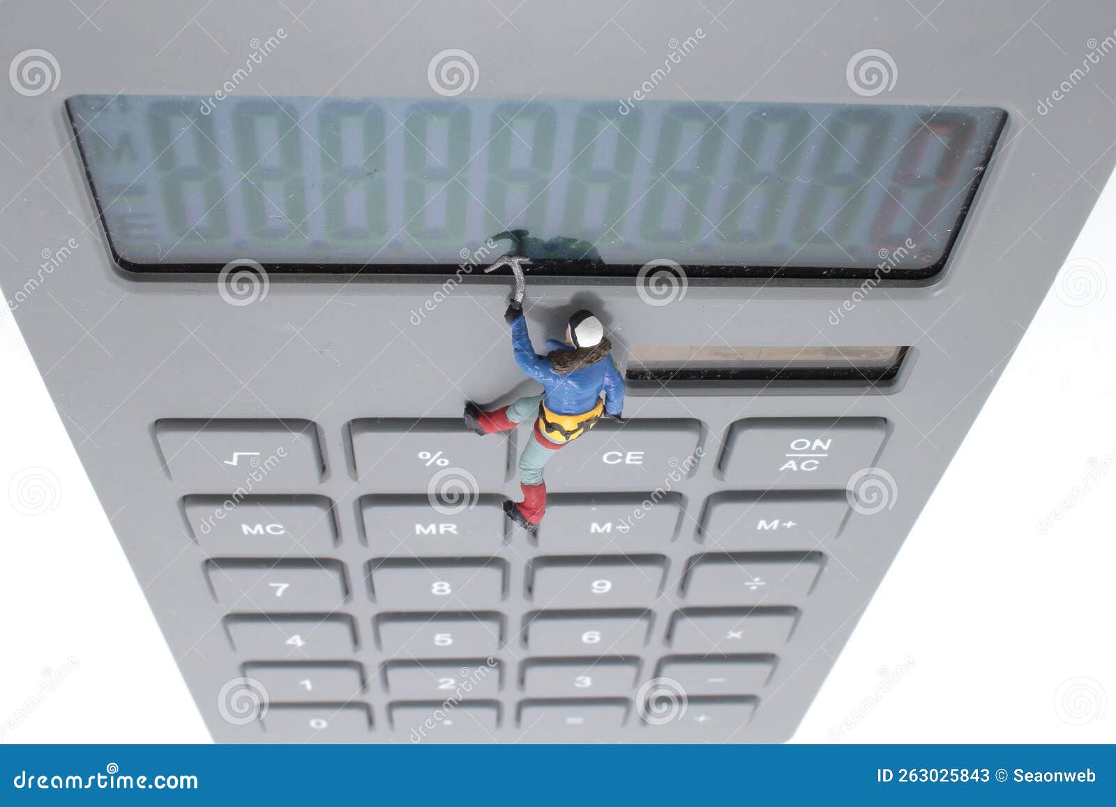 The Mini of Figure Climb the Calculator Stock Image - Image of doll ...