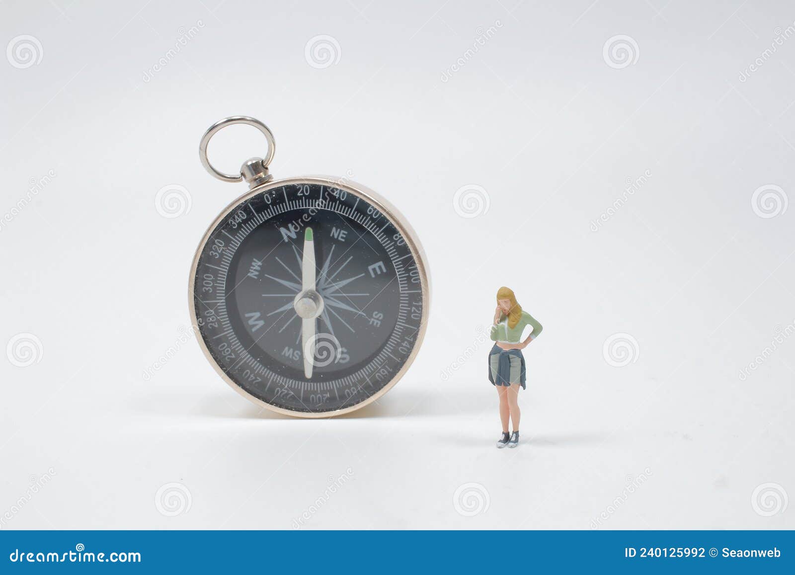 A Mini of Figure with the Compass Stock Photo - Image of concept ...