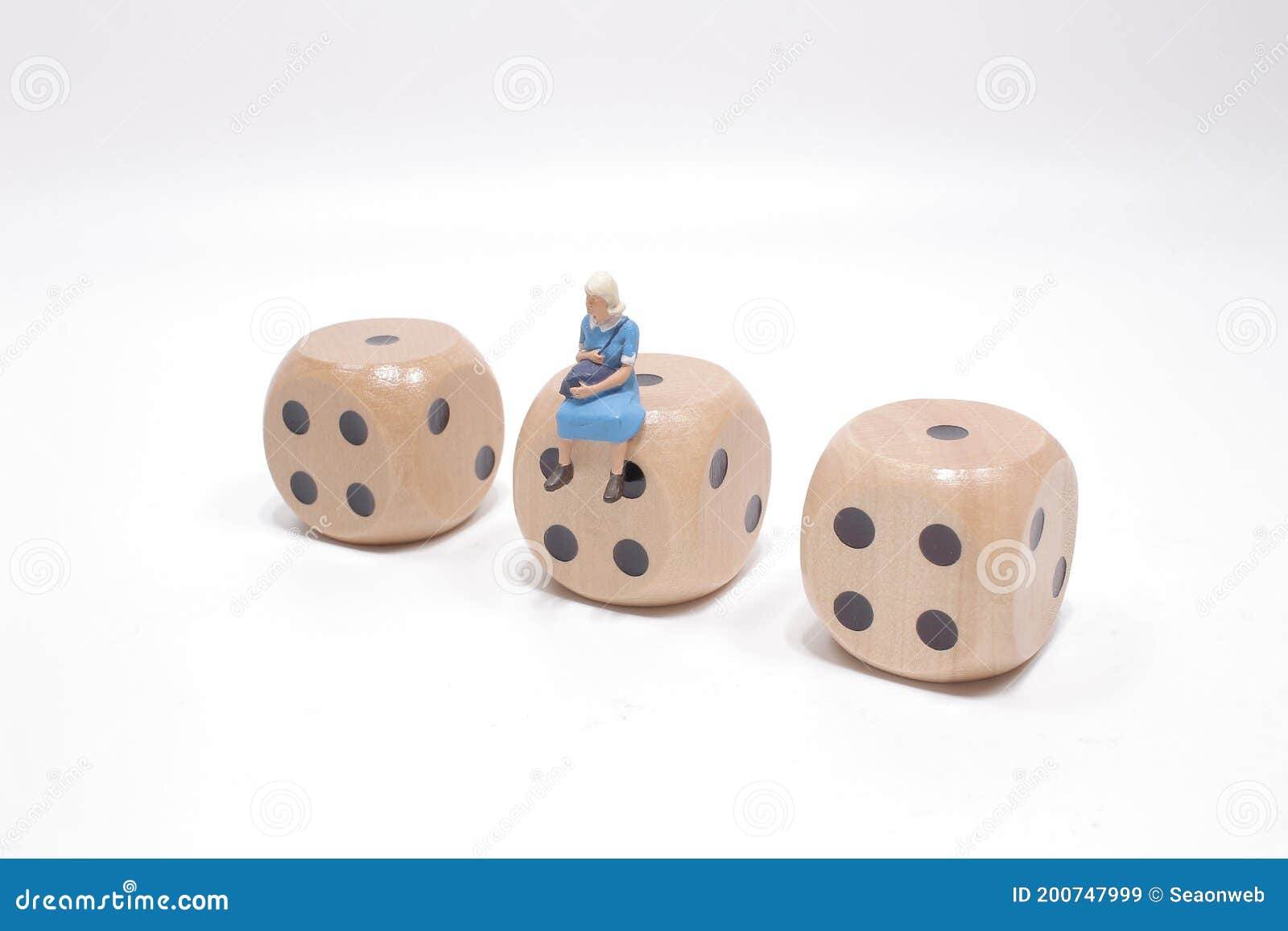 A Mini Figure Concept of Dice. with White Back Ground Stock Image ...