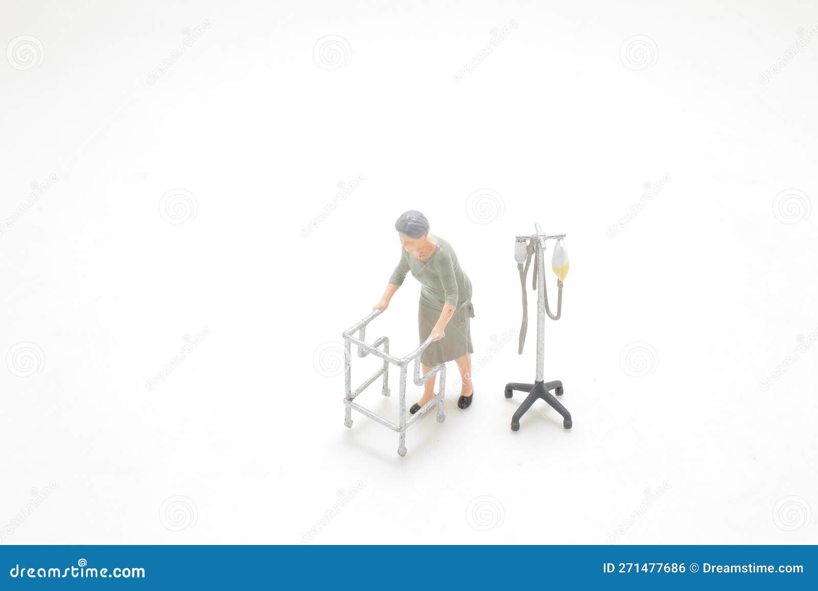 A Mini Figure Elderly Woman Using Walking Frame Stock Photo - Image of ...