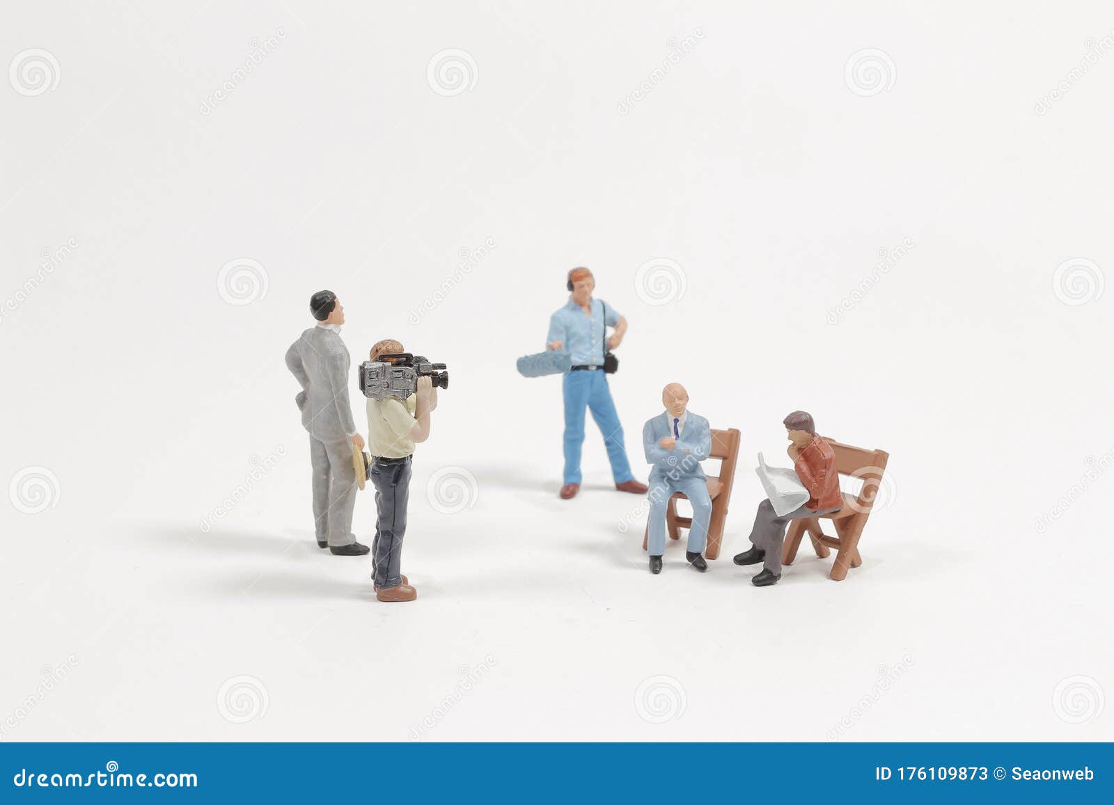 A Mini Figure of Film Shooting Production Crew Team Stock Image - Image ...