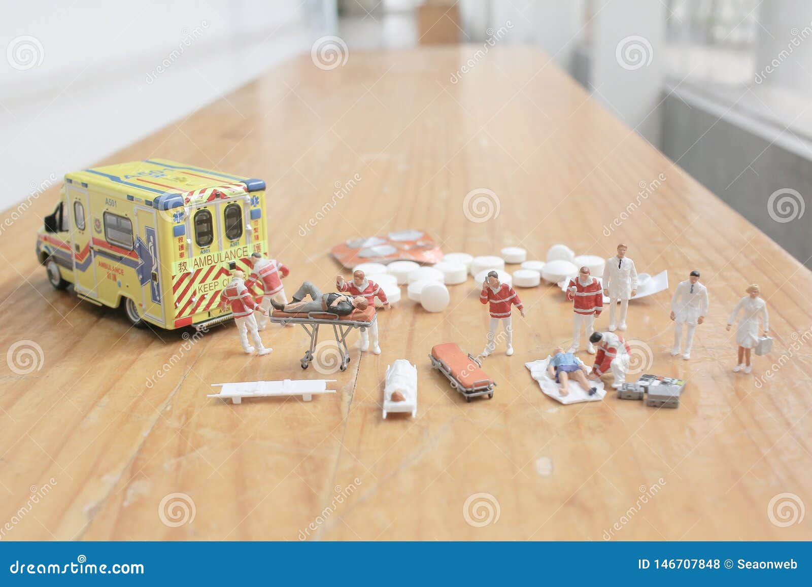 The Mini Figure of First Aid at Ambulance Stock Photo - Image of ...