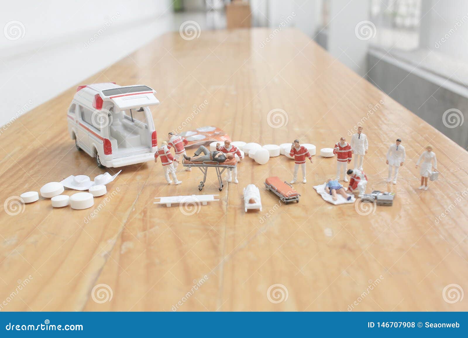 The Mini Figure of First Aid at Ambulance Stock Photo - Image of tiny ...