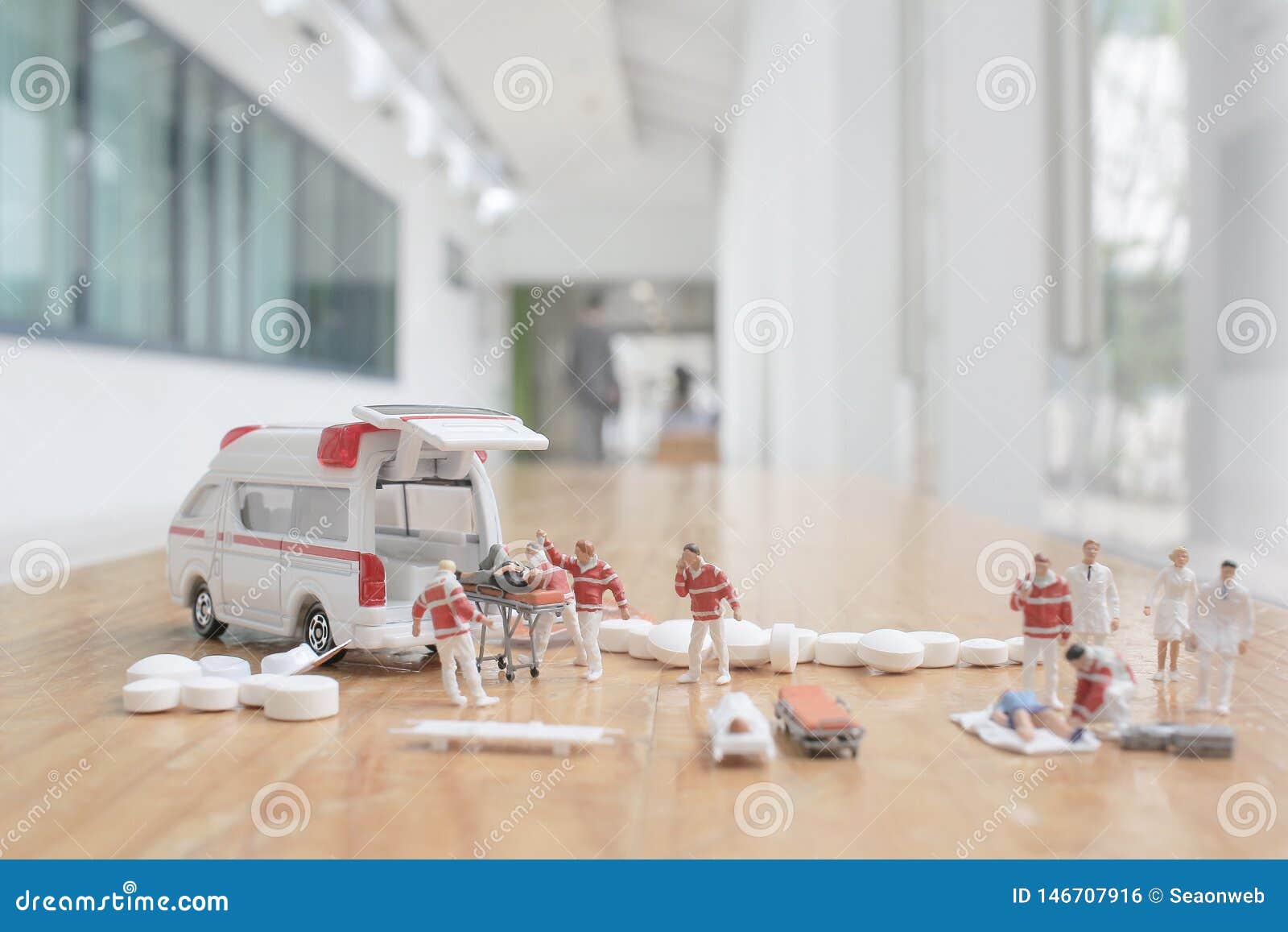 The Mini Figure of First Aid at Ambulance Stock Photo - Image of tiny ...