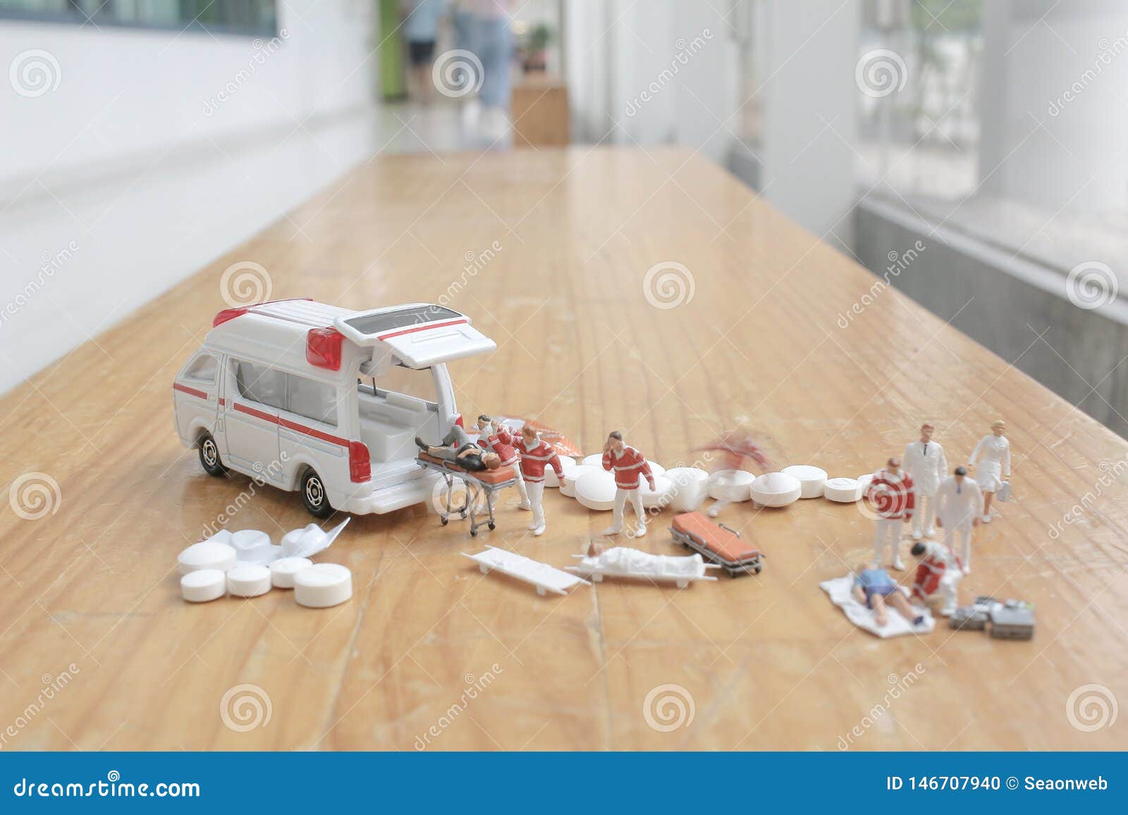 The Mini Figure of First Aid at Ambulance Stock Photo - Image of ...