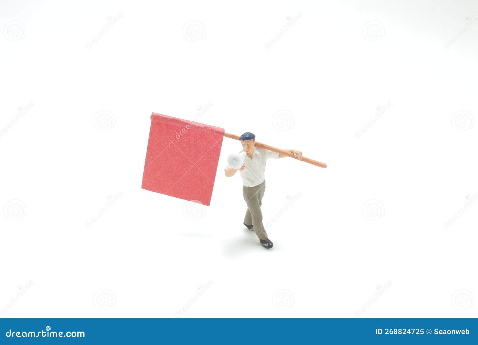 The Mini of Figure Holding Red Flag Stock Image - Image of rebellion ...