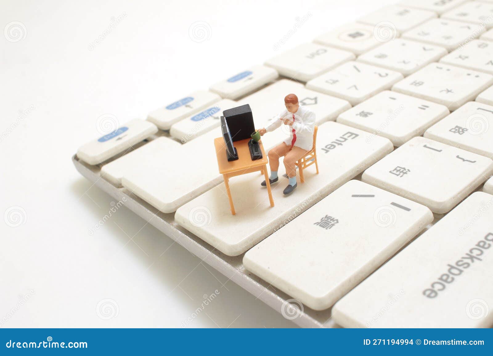 Mini Figure in the Home Office on Keyboard Stock Photo - Image of ...