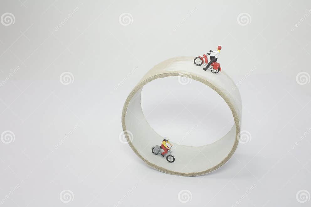 Mini Figure Ride Motorcycle Around the Circle Stock Image - Image of ...