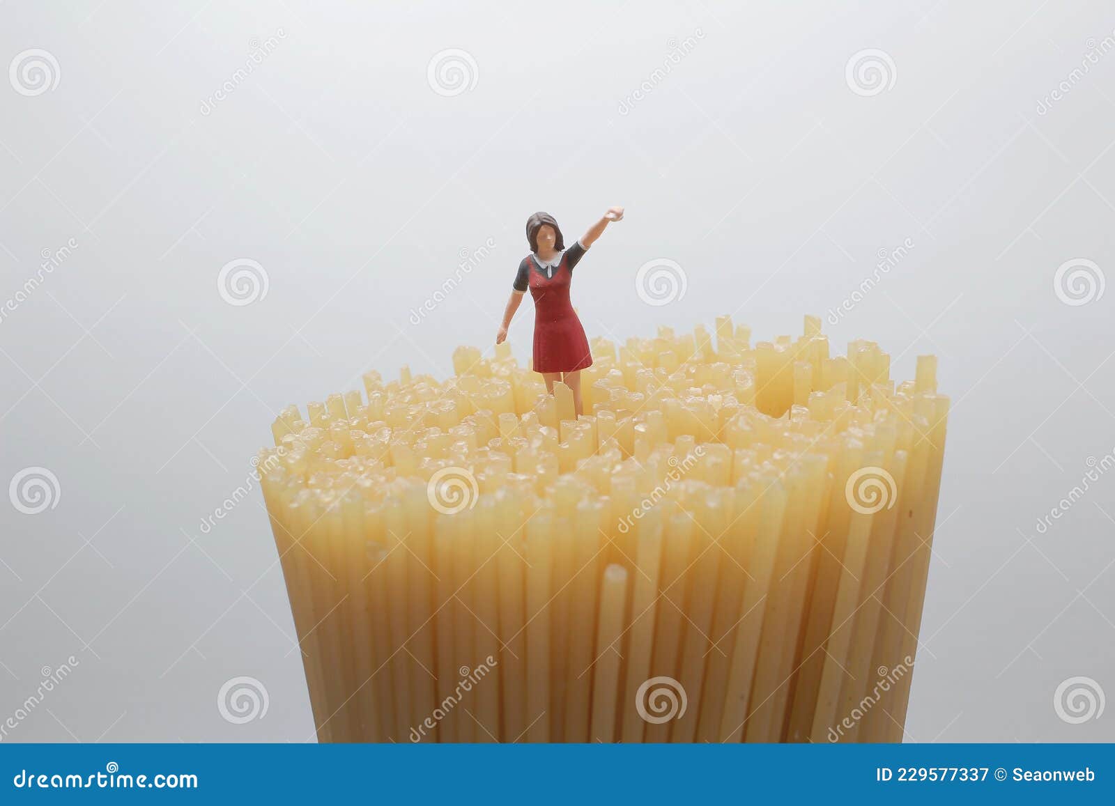 A Mini Figure on the Spaghetti Pasta Background Stock Image - Image of ...