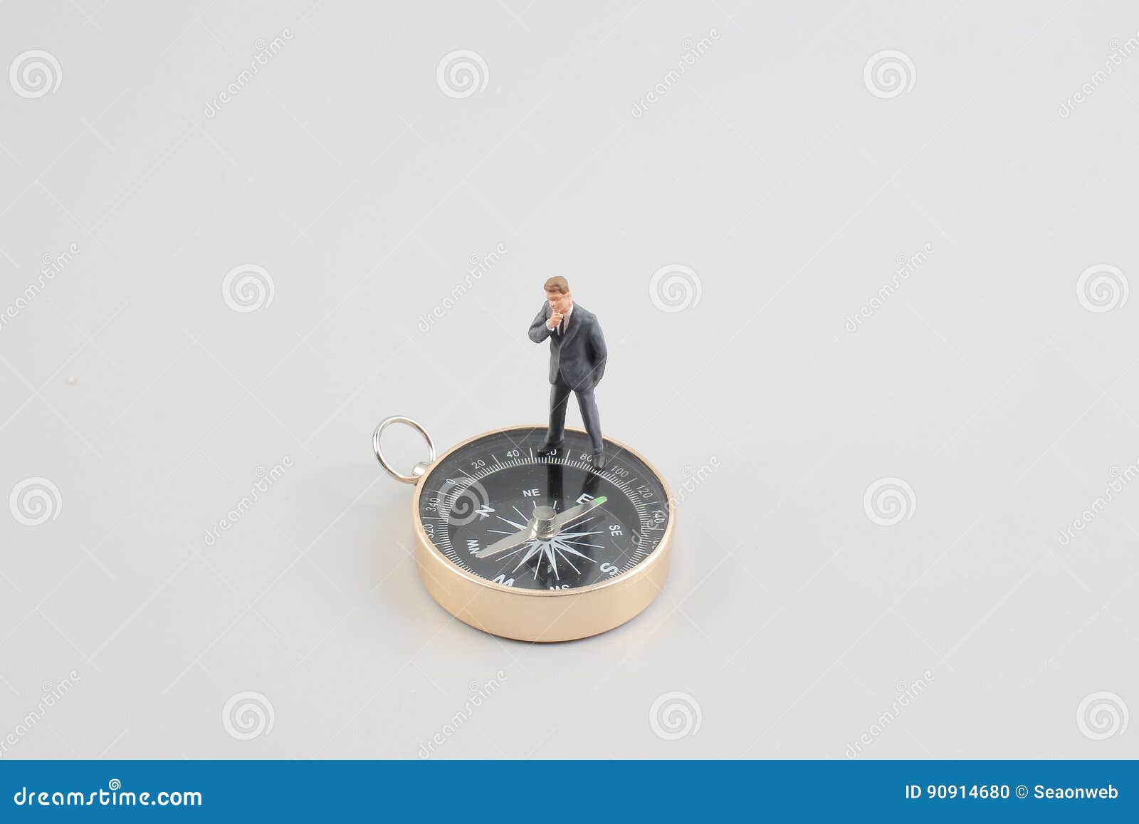 Mini Figure Standing on a Compass Stock Photo - Image of executive ...