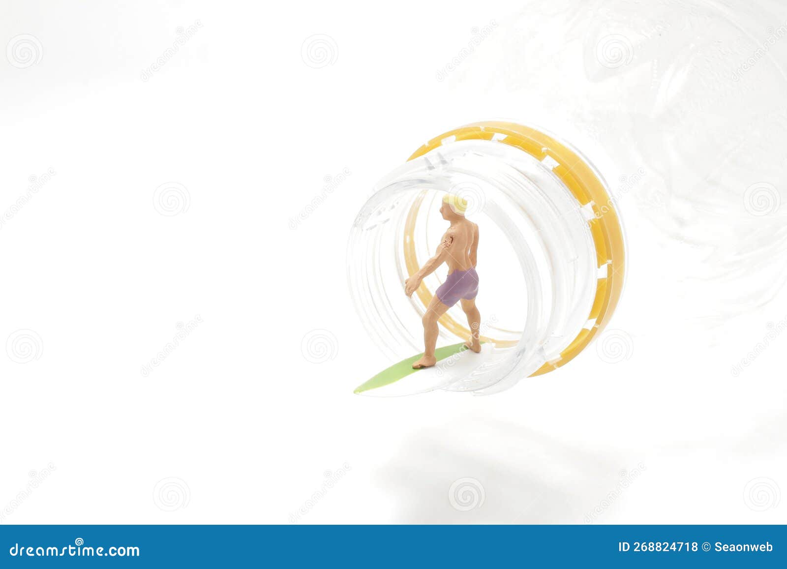 Mini Figure Surfer with the Plastic Bottle Stock Photo - Image of ...