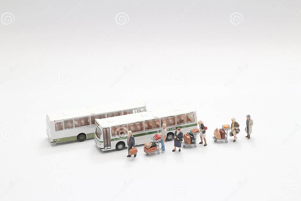 A Mini of Figure Waiting a Bus Stock Image - Image of luggage ...