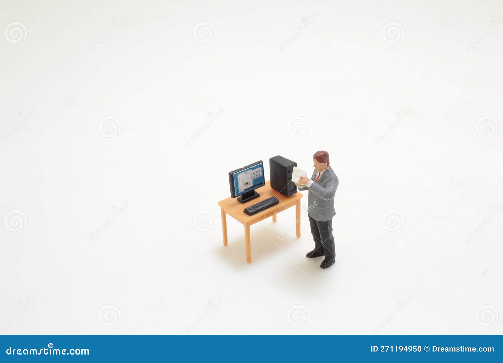The Mini Figure are Working with Computer Stock Photo - Image of person ...