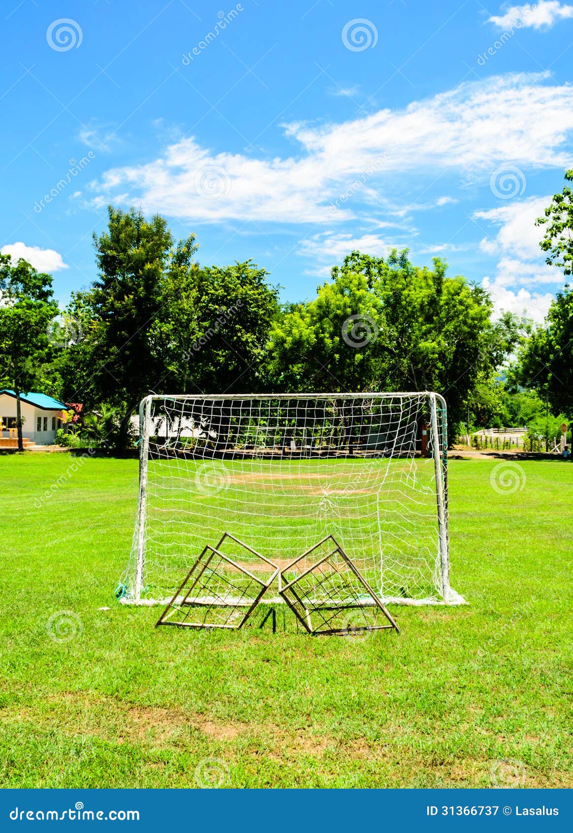 Mini Football Goal in College Stock Image - Image of green, soccer ...