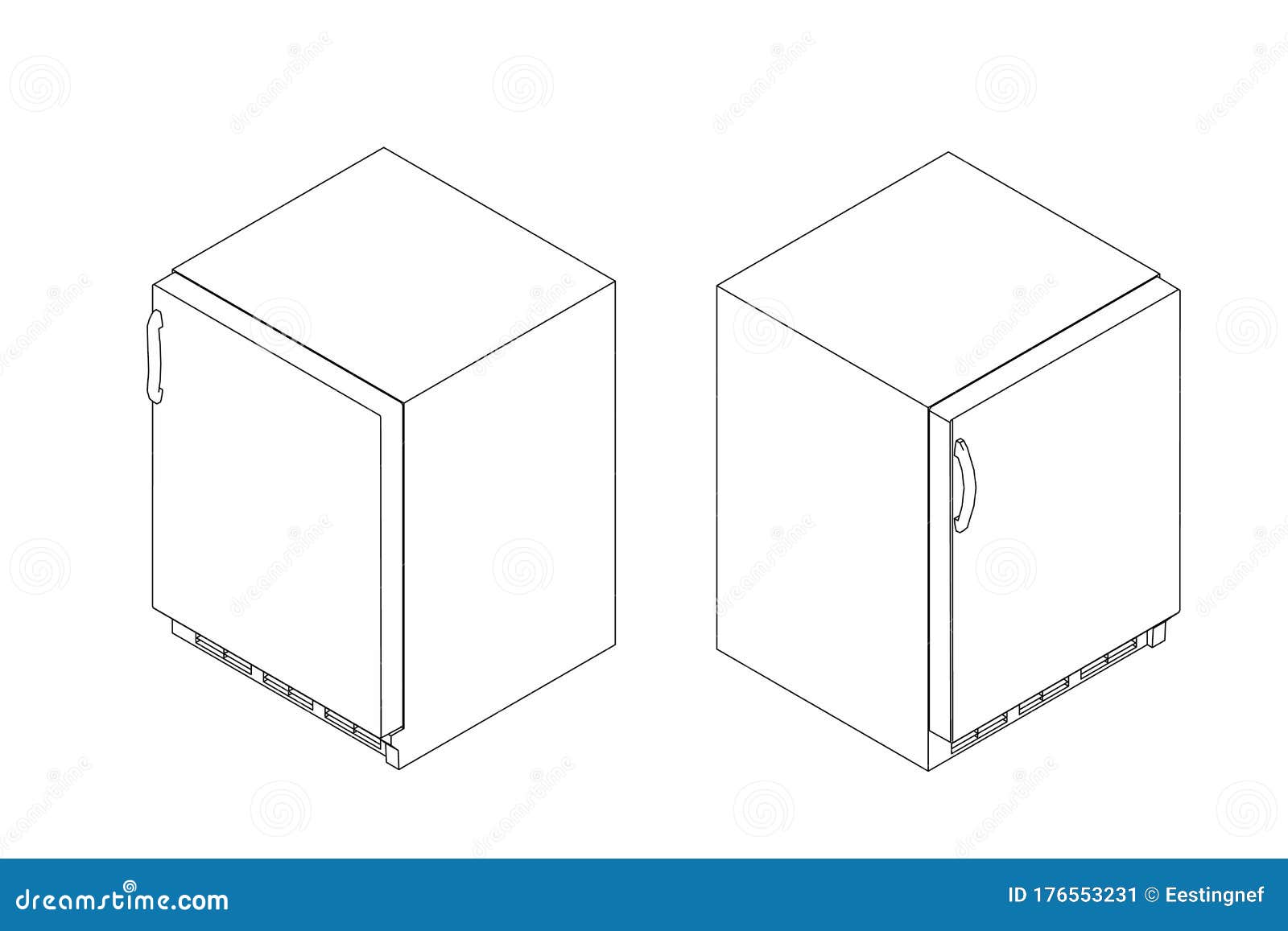 Mini Freezer. Vector Outline Illustration Stock Vector - Illustration ...