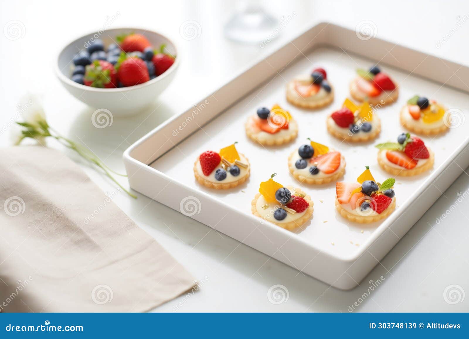 Mini Fruit Tarts with Shiny Glaze Arranged in a White Box Stock Image ...