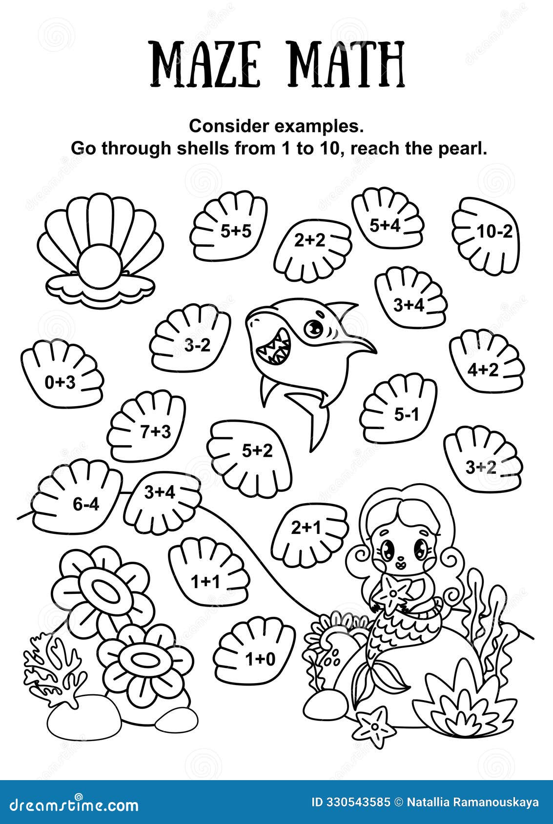 Mini-game for Children. Math Maze. Solve Math Example, Go through the ...