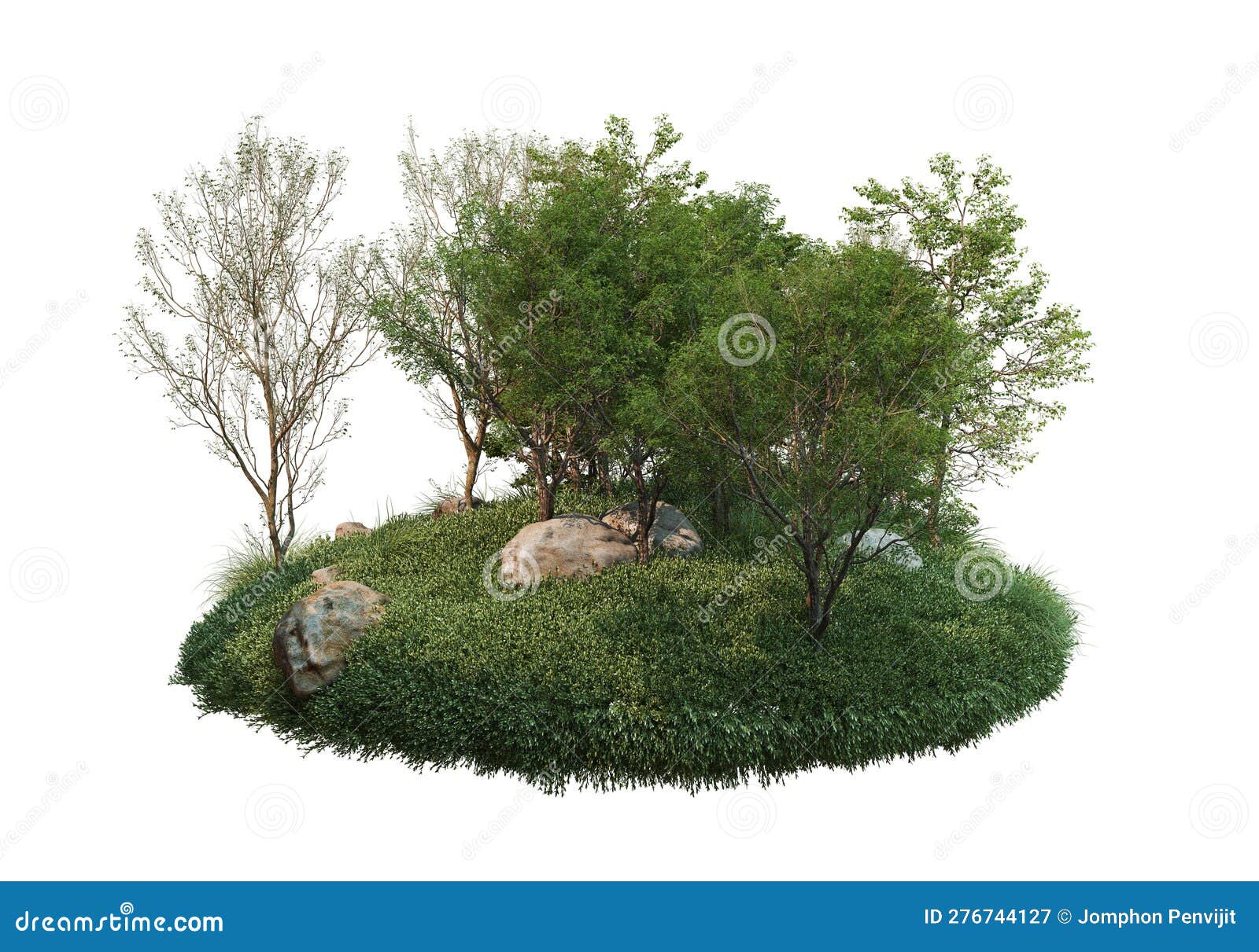 Mini Garden 3D Render on White Background Stock Illustration ...