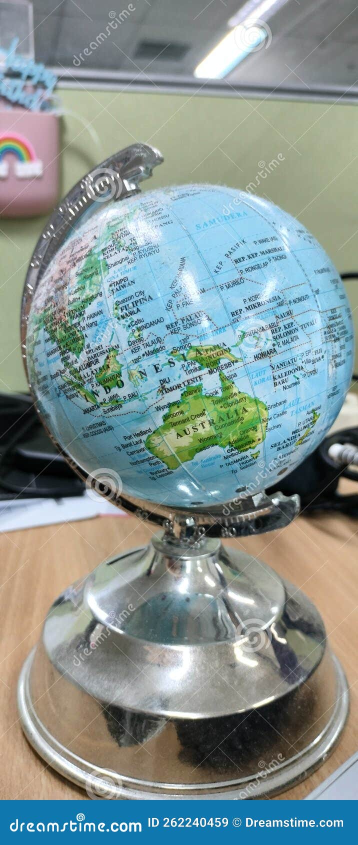 Mini Globe for the Office. Indonesia in Mini Scale Editorial Stock ...