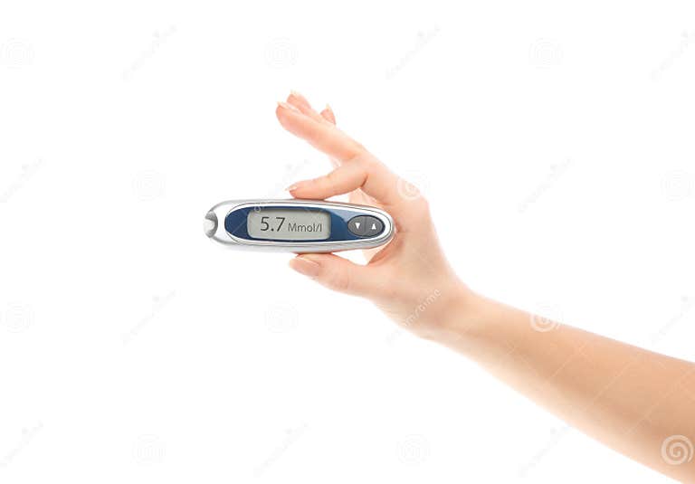 Mini Glucometer for Measuring Glucose Level Blood Test Stock Photo ...