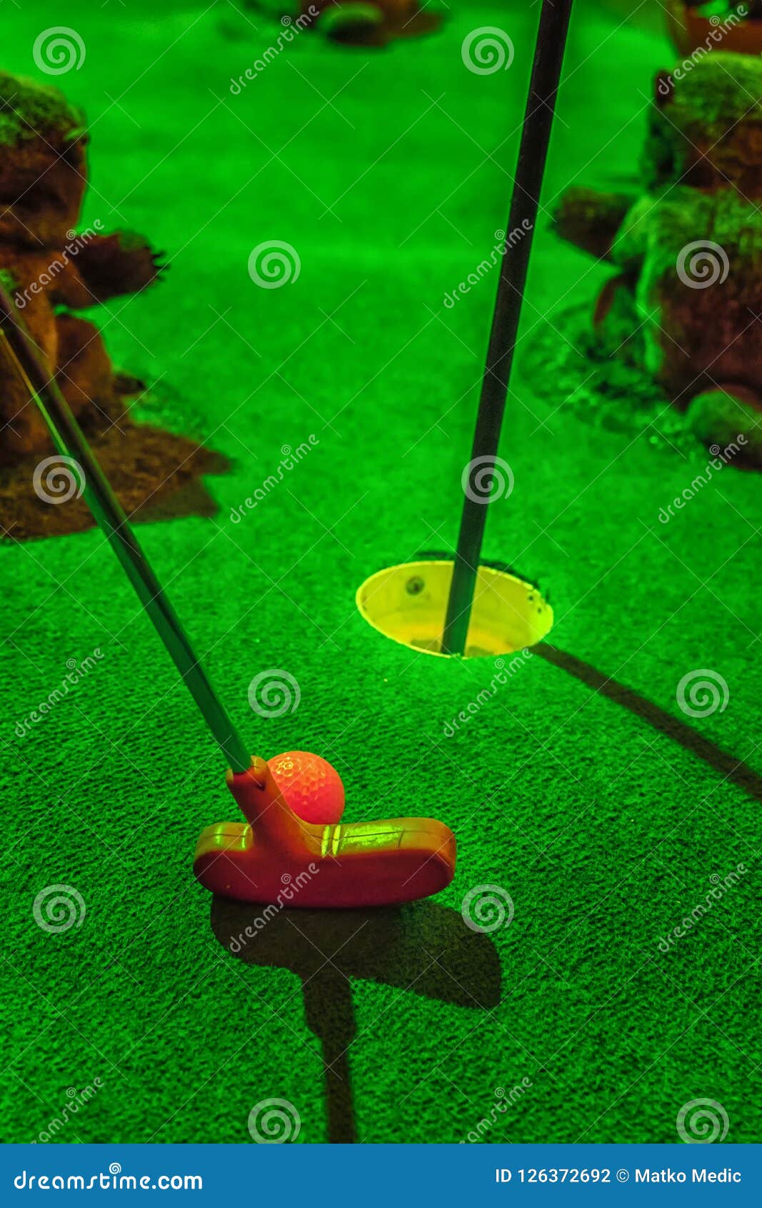 Mini golf, bat and ball stock photo. Image of four, minigolf - 126372692