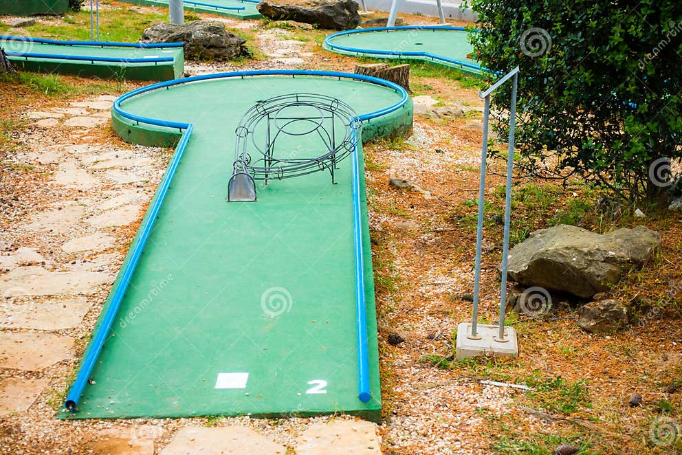 Mini Golf Course with Obstacles Stock Image - Image of game, landscape ...